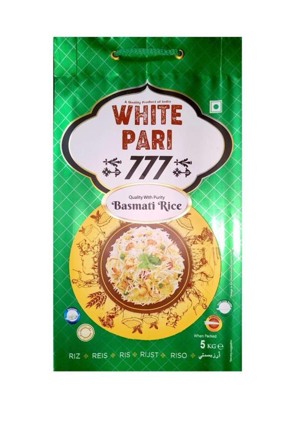 WHITE PARI 777 BIRYANI BASMATI RICE 5KG - EXTRA LONG GRAIN XXXL- AGED 2 ...