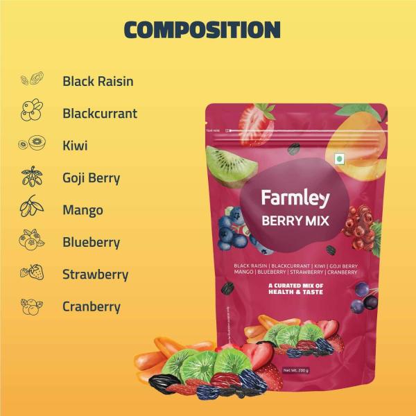 Farmley 8 in 1 Tasty Berry Mix Antioxidants Rich, Mix Dried Berries ...