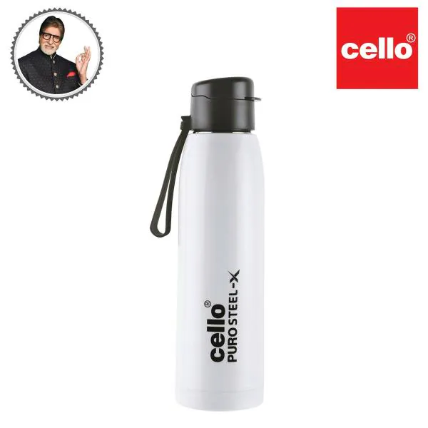 Cello Puro Steel-X Cooper Water Bottle, 900ml, White - JioMart