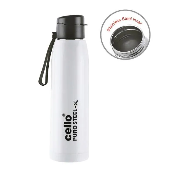 Cello Puro Steel-X Cooper Water Bottle, 900ml, White - JioMart