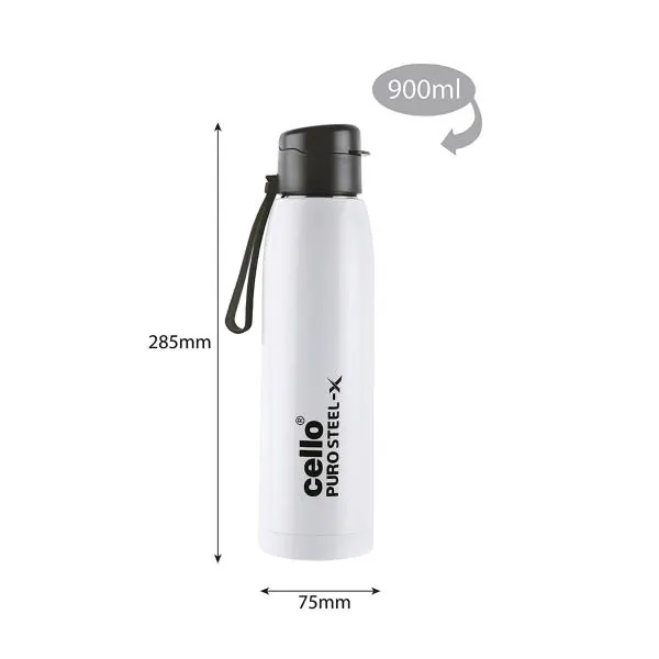 Cello Puro Steel-X Cooper Water Bottle, 900ml, White - JioMart