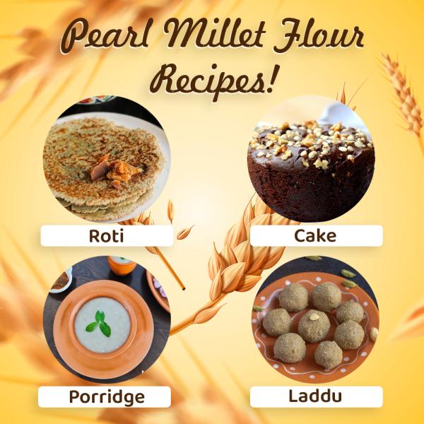 B&B Organics Pearl Millet Flour / Kambu Maavu / Bajra Atta - 1 Kg (Pack ...