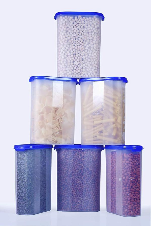 Qtrix Kitchen Storage Container Set with Air Tight Plain Lids Multi ...