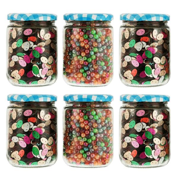 Machak Blue, Clear Glass Jars, 500 Ml (Pack Of 6) - JioMart