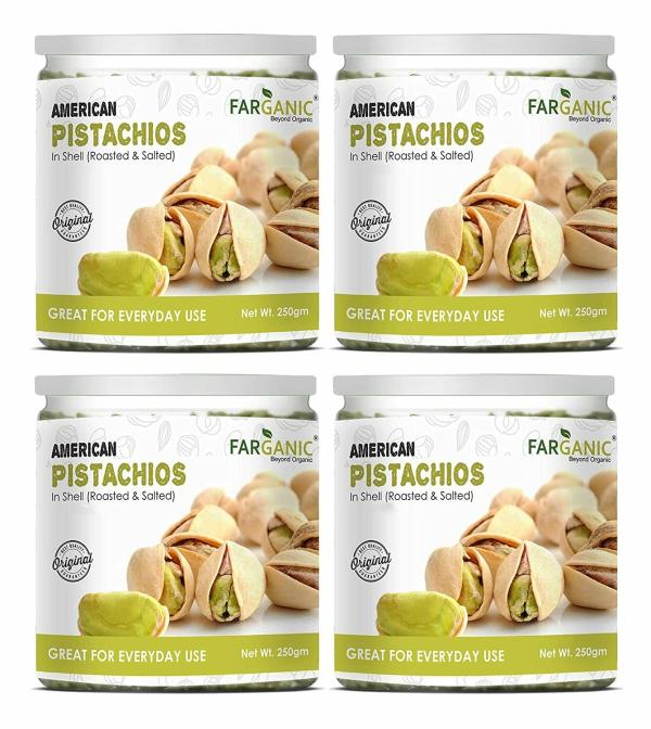 FARGANIC California Roasted Salted Large Pistachios/Pista with Shell Dry Fruits Nuts Seeds, 1 KG ...