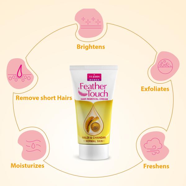 VI-JOHN Women Feather Touch Hair Removal Cream Haldi & Chandan 40g Each ...