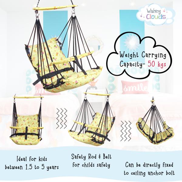Wishing Clouds Baby Jhula for Bedroom for 0 to 5 Years (Jazz Printed ...