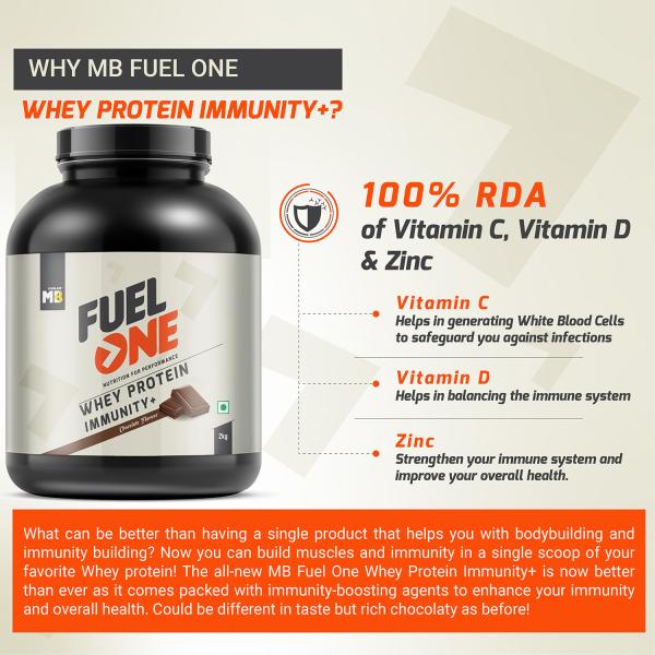 MuscleBlaze Fuel One Whey Protein Powder, 24 g Protein, 5.29 g BCAA & 4 ...