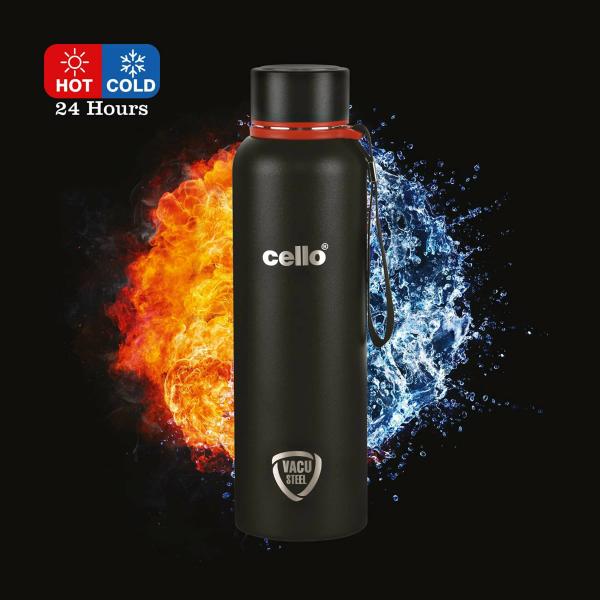 Cello Duro Tuff Steel Series- Kent Double Walled Stainless Steel Water Bottle with Durable DTP ...