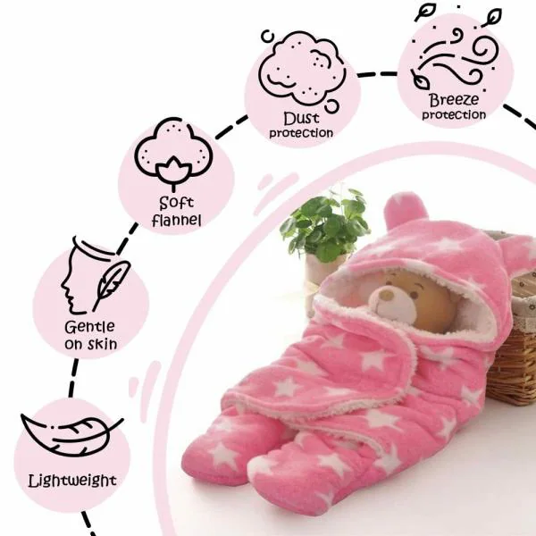 MY NEWBORN Baby Blanket Wrapper Sleeping Bag Soft Double Layer-Pink ...