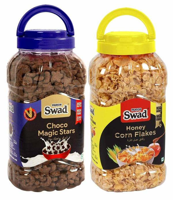 Swad Choco Magic Stars & Honey Corn Flakes (Multigrain Breakfast Cereal ...