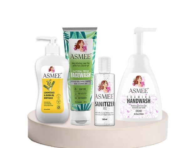Asmee Bodywash, Handwash, Facewash, Sanitizer pack of 4 - JioMart