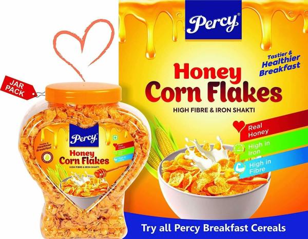 Percy Breakfast Cereal, Honey Corn Flakes [High Iron and Fibre, Zero ...