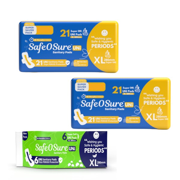 Safeosure Xl 280Mm Super Saver Dri Feel + Super Soft Uni Pads Combo (2 ...