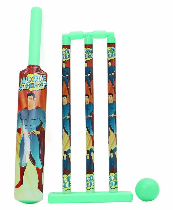 KiddyBuddy - Baby's Little World Cricket Bat with Ball & Stumps - Green ...