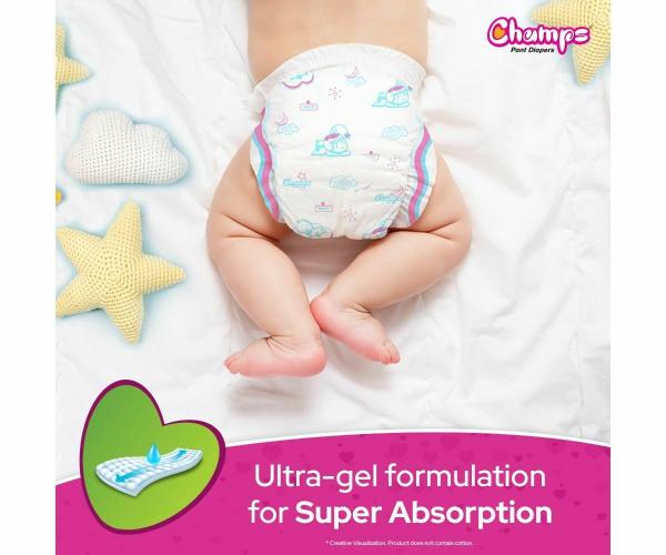 Champs baby diaper high absorbent baby pant diapers - Extra Large (32 ...