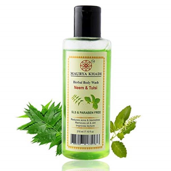 Maurya Khadi Neem & Tulsi Herbal Refreshing Body Wash, SLS & Paraben Free 210ML Pack of 1 - JioMart