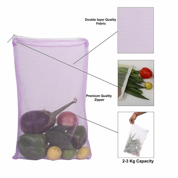 SNMMIFER Reusable Fridge Mesh Fabric Storage Bag for Vegetables and ...