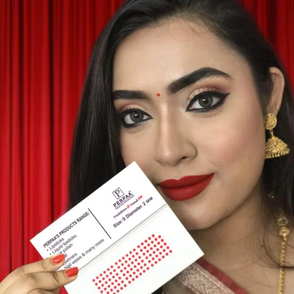 PERPAA Kumkum Red Round Bindi Book for Ladies Forehead (Stick On) (Size 9, Diameter 2mm) - JioMart