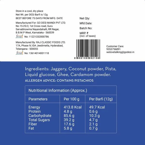 Go Desi Pista Coconut Barfi, Desi Meetha, Dry Fruits Sweet, Sweets Indian Mithai, Pack of 40 ...