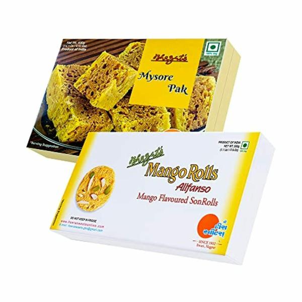 Bhagats Heera Sweets Mysore Pak and Son Roll with Almonds and Pistachio ...