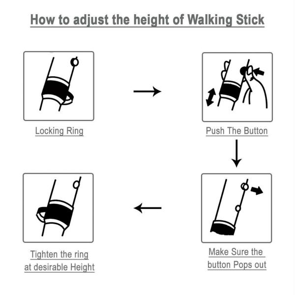 Paxmax Height Adjustable Light Weight Walking Stick l health equipment ...