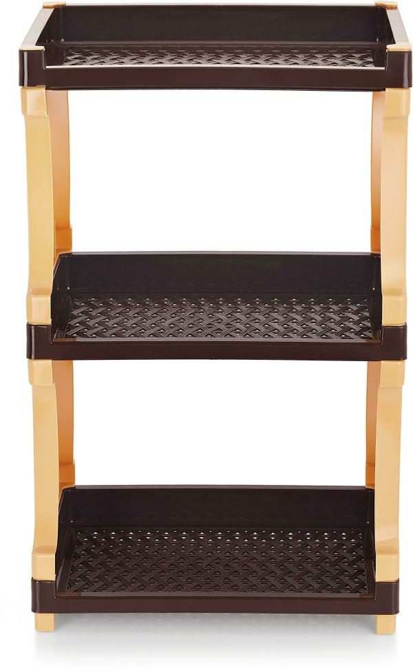 Nabhya Brown Plastic 3 Tier Vegetable Storage Kitchen Rack - JioMart