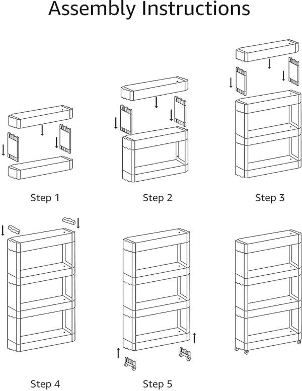 User Choise 4 Layer Storage Organizer Slim Rack Shelf with Wheels - JioMart