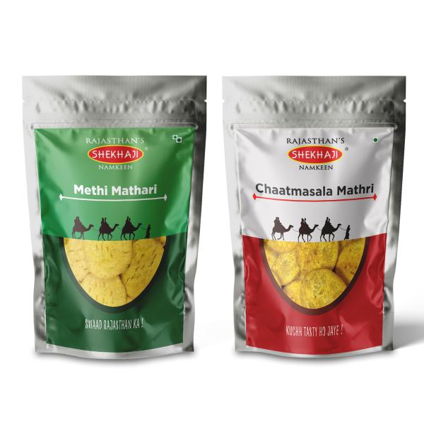 Shekhaji Methi Mathri & Chaat Masala Mathri 400gm combo (Pack of 2 ...