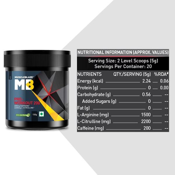 Muscleblaze Pre Workout 200 mg - 100 g - JioMart