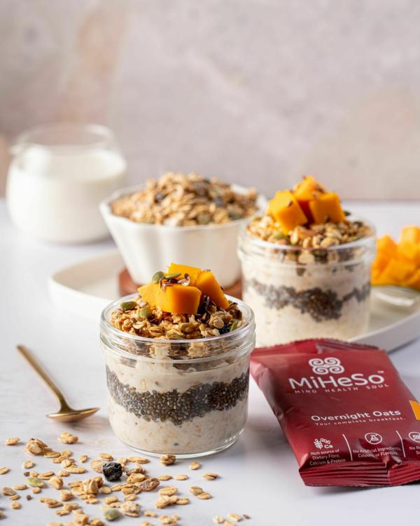 MiHeSo Overnight Oats - Mango, 420g, 100% Natural, Calcium fortified ...
