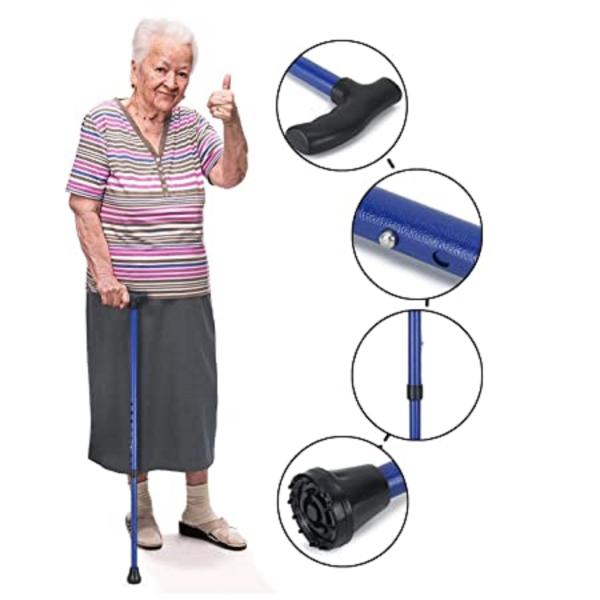 AARAV CARE Walking Stick Premium (GREY) Height Adjustable Single Leg L ...