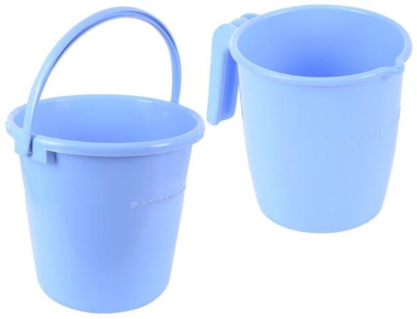 Aadb Plastic Plastic Bucket And Mug, Pink, Orange, Bucket, 25 L And Mug ...