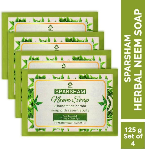 Sparsham HANDMADE NEEM SOAP FOR PURIFIED SKIN RASHES ACNE & PIMPLE 500g ...