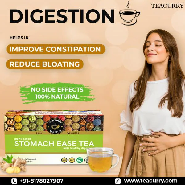 TEACURRY Digestion Tea (1 Month Pack, 30 Tea Bags) - Stomach Ease Tea with Diet Chart - JioMart