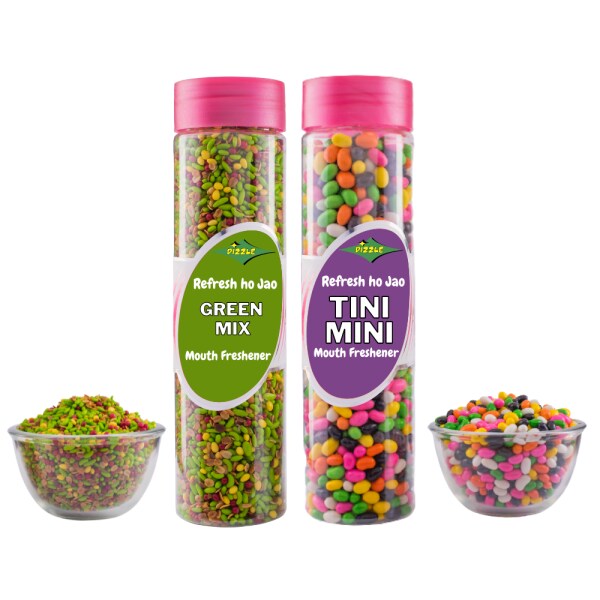 Dizzle Mouth Freshener Green Mix 210gm Tini Mini 255gm Combo Pack of 2 ...