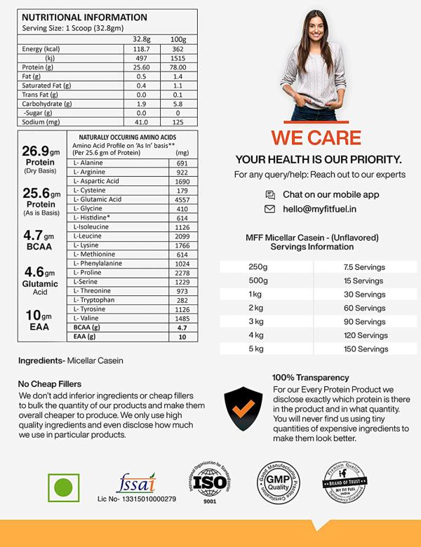 MyFitFuel MFF Micellar Casein Protein Powder | Slow Release Protein ...