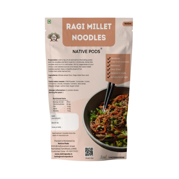Native Pods Ragi Millet Noodles | Not Fried, No MSG |No Maida | Pack of 1- 180g - JioMart