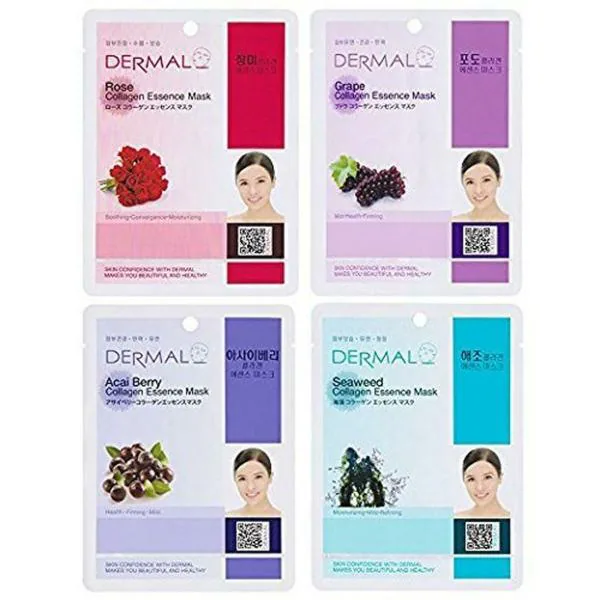 Dermal Collagen Essence Face Facial Mask Powder 2 Set Combo (16 pc ...