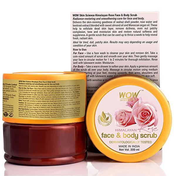 WOW Skin Science Himalayan Rose Face & Body Scrub - with Rose Water ...