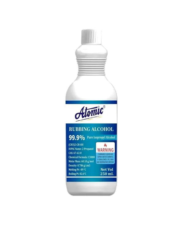 Atomic Rubbing Alcohol 250 ML, IPA Iso-Propyl Alcohol Pure 99.9% [(CH3 ...