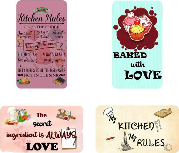 AVI Multicolor Rectangle Fridge Magnet With Rules Baking And Love Kitchen Quote (Pack of 4 ...