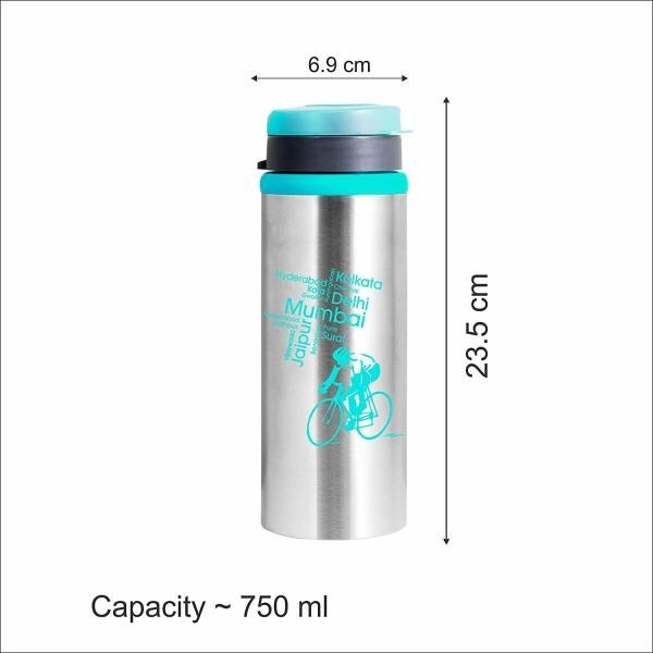 double Wall steel 750 ml, 1 pc, Blue Stainless Steel Booster Bottle for ...