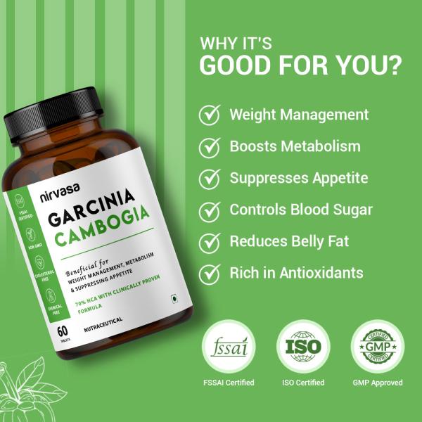 Nirvasa Garcinia Cambogia (800mg) with Green Tea Tablets Natural ...