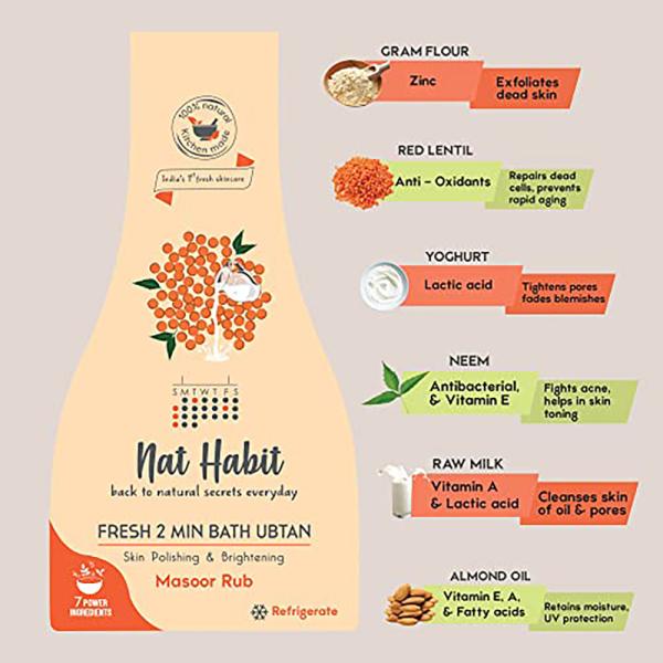 Nat Habit Fresh Masoor Rub Body Ubtan, 2 Minute Bath Scrub | For Skin ...