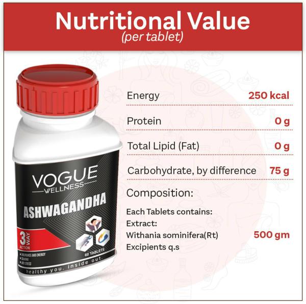 Vogue Ashwagandha Tablets For Strength Stamina Energy And Endurance ...
