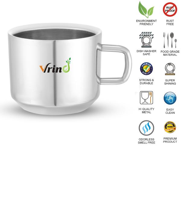VRIND Stainless Steel Tea Cup / Coffee Cup - Double Wall - JioMart
