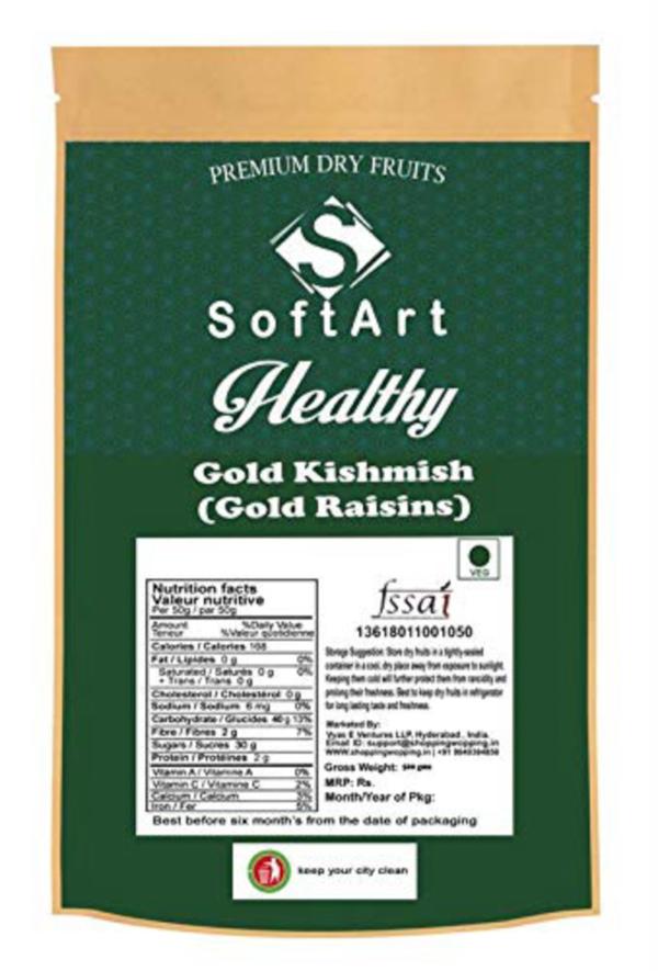 SoftArt Whole Kaju, Gold Kishmish Gold Vacuum Pack - (Pack of 2, 500 g Each) - JioMart