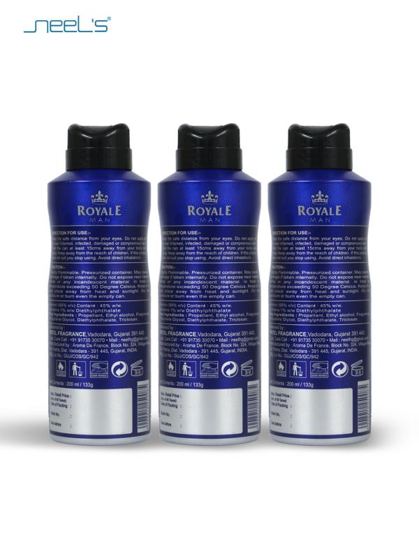 neel's ROYALE Deodorant PACK OF 3 Body Spray - For Men (600 ml) Body ...