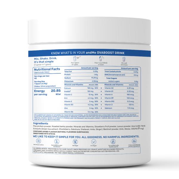 Andme OvaBoost Fertility Supplement Strawberry Flavour Drink Supplement ...